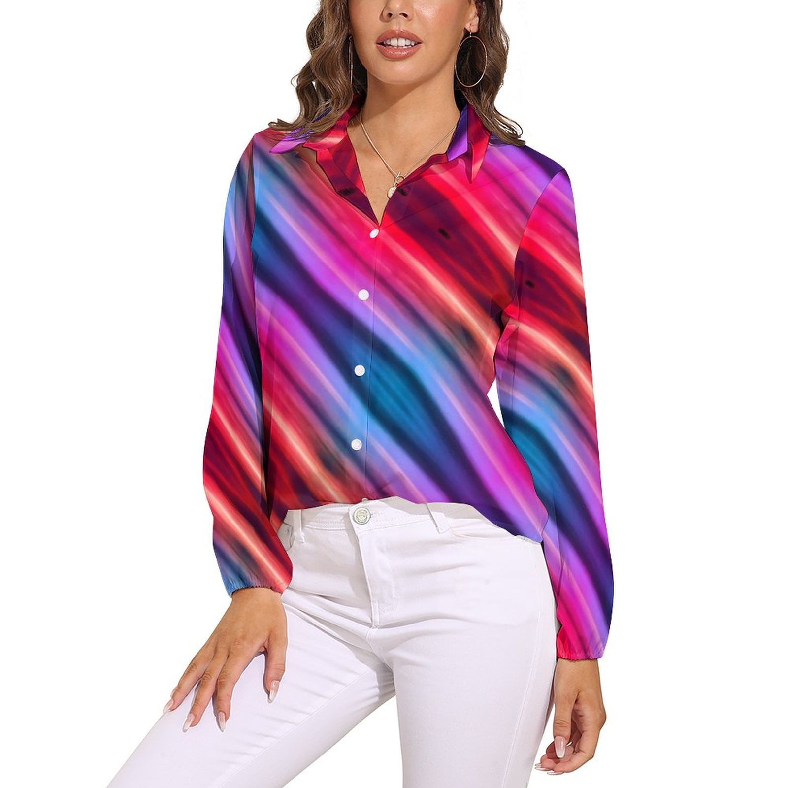 Sunset Spots Blouse Abstract Dots Print Vintage Graphic Blouses Women ...