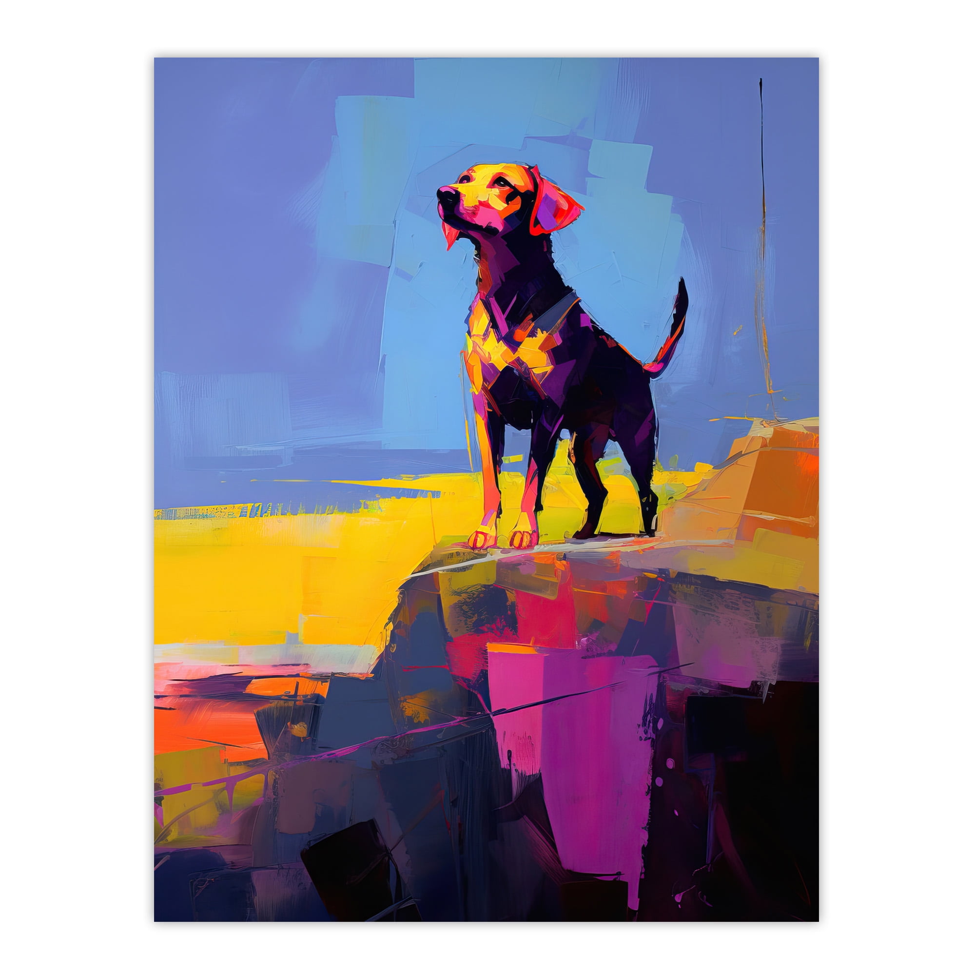 Sunset Strolls of a Labrador Vibrant Portrait in Abstract Coastal ...