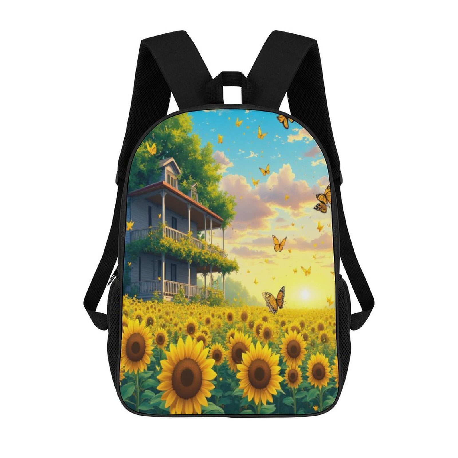 Sunset Sunflowers And Butterflies 3D Print 17in adolescent Backpack ...