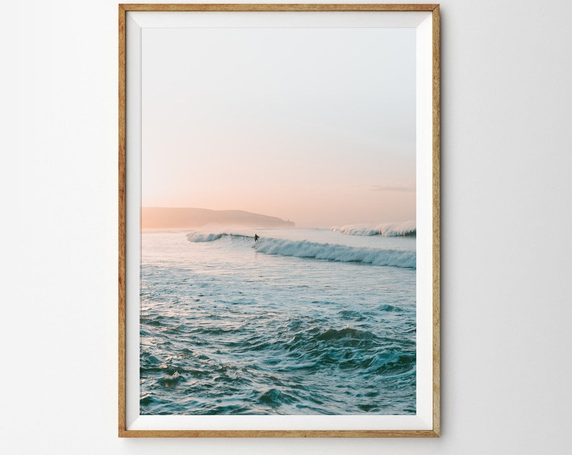 Sunset Surfing Print California Surf Art Beach Wall Art Summer Prints ...