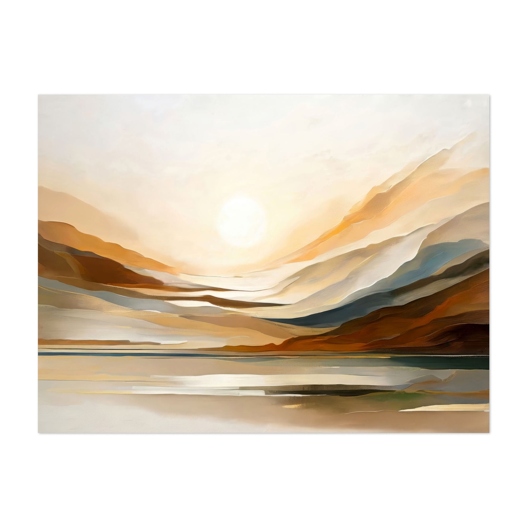 Sunset Through Misty Peaks - Digital Art Abstract Landscape Desert ...