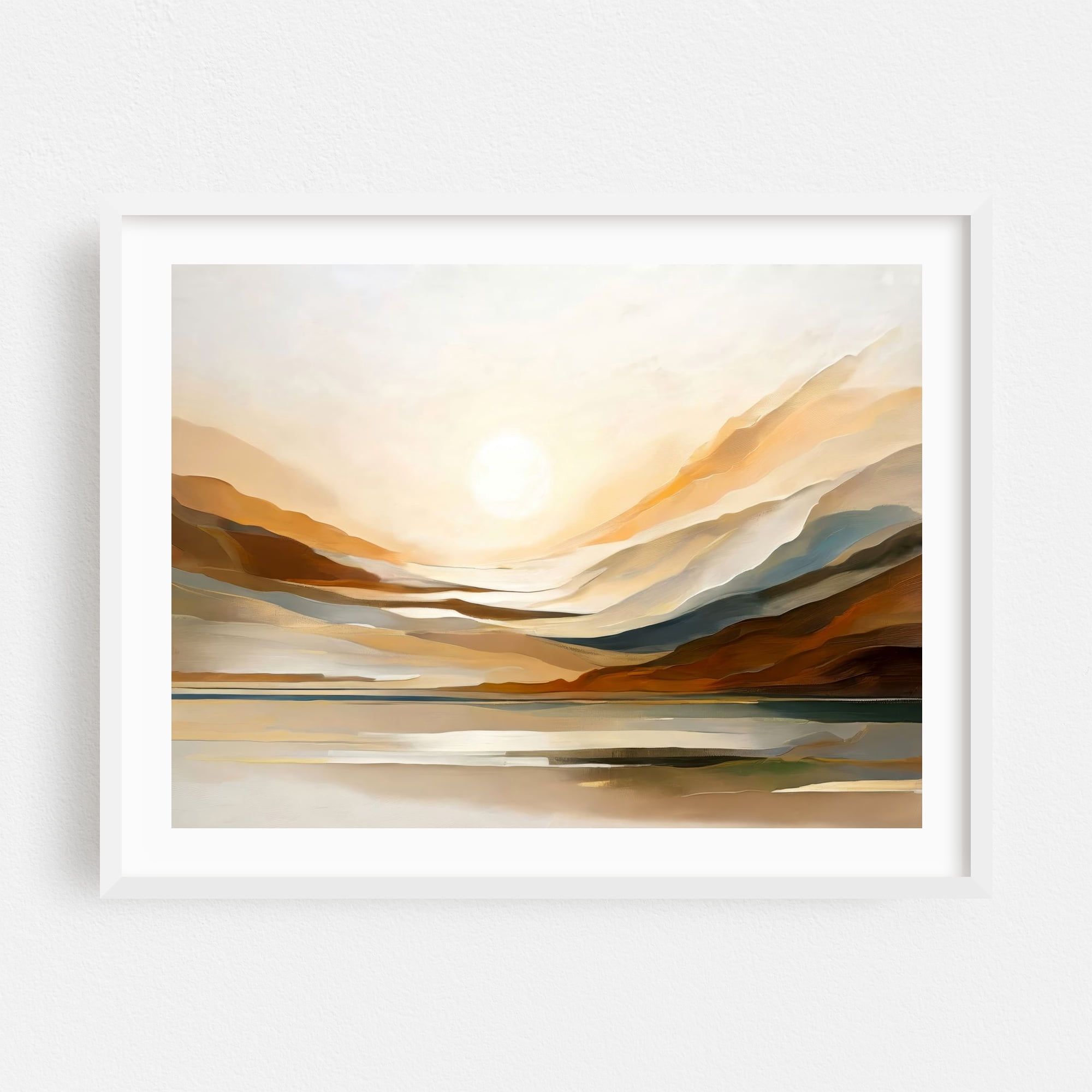 Sunset Through Misty Peaks - Digital Art Abstract Landscape Desert ...