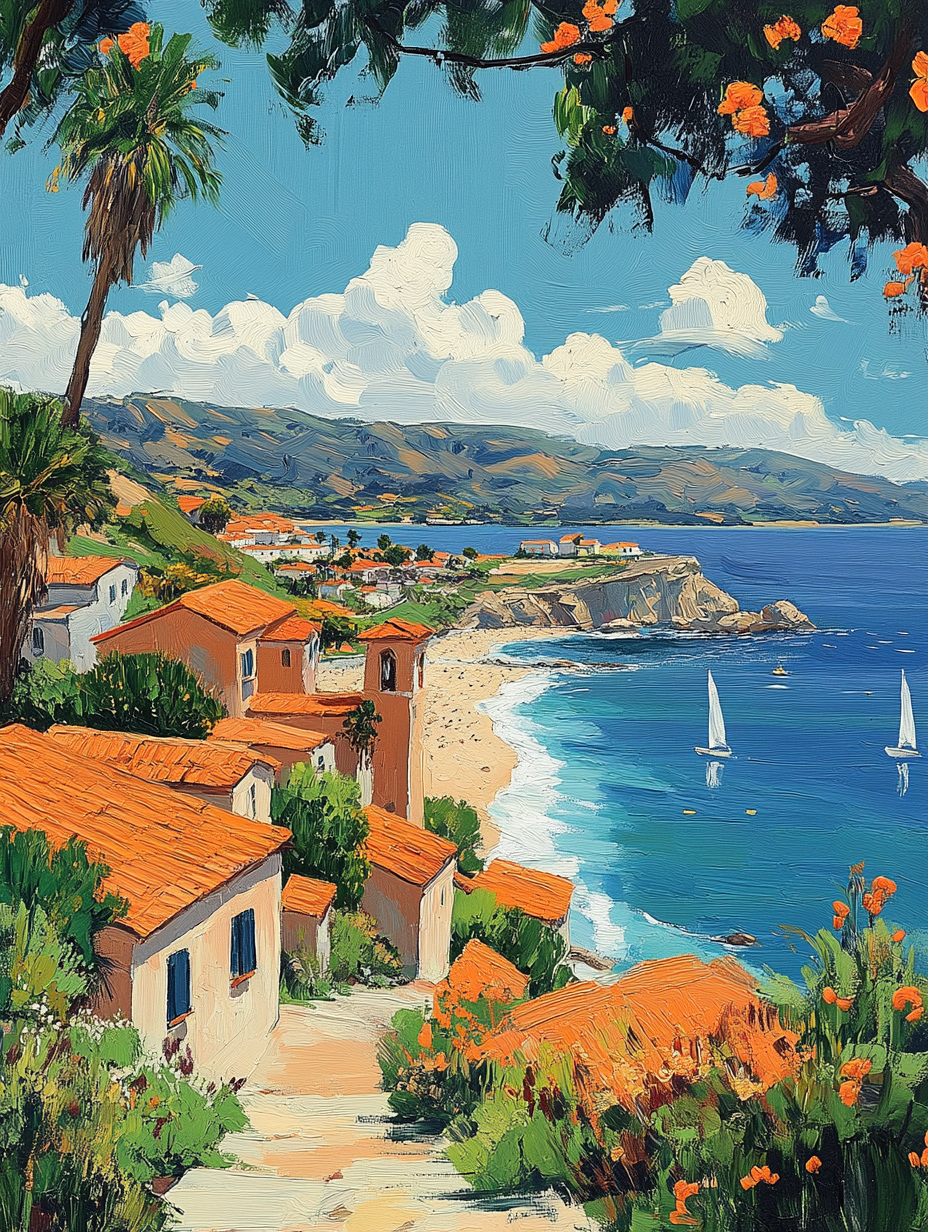 Sunset Town Watercolor Painting/Canvas Art，Perfect for Living Room ...