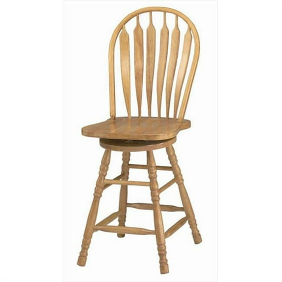 Sunset Trading 24'' Windsor Style Swivel Bar Stool in Light Oak Finish ...