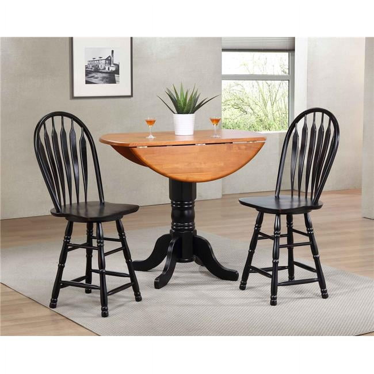 Sunset Trading 24 in. Drop Leaf Pub Table Set with Swivel Barstools - 3 ...