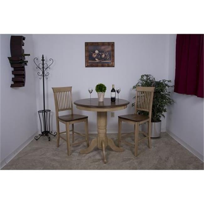 Sunset Trading 3 Piece Brook 36'' Round Pub Table Set with Fancy Slat ...