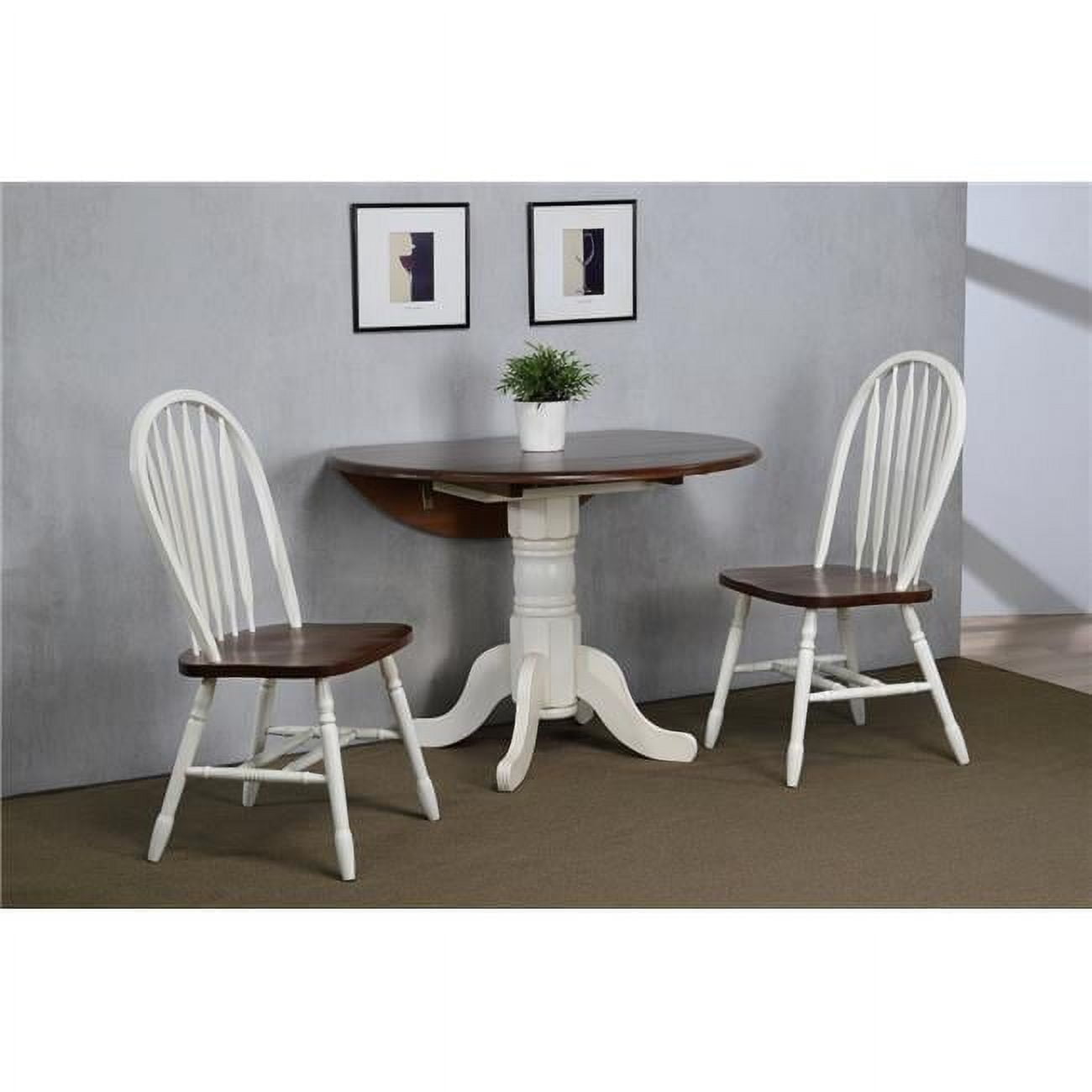 Sunset Trading 42 in. Round Drop Leaf Dining Set with Arrowback Chairs ...