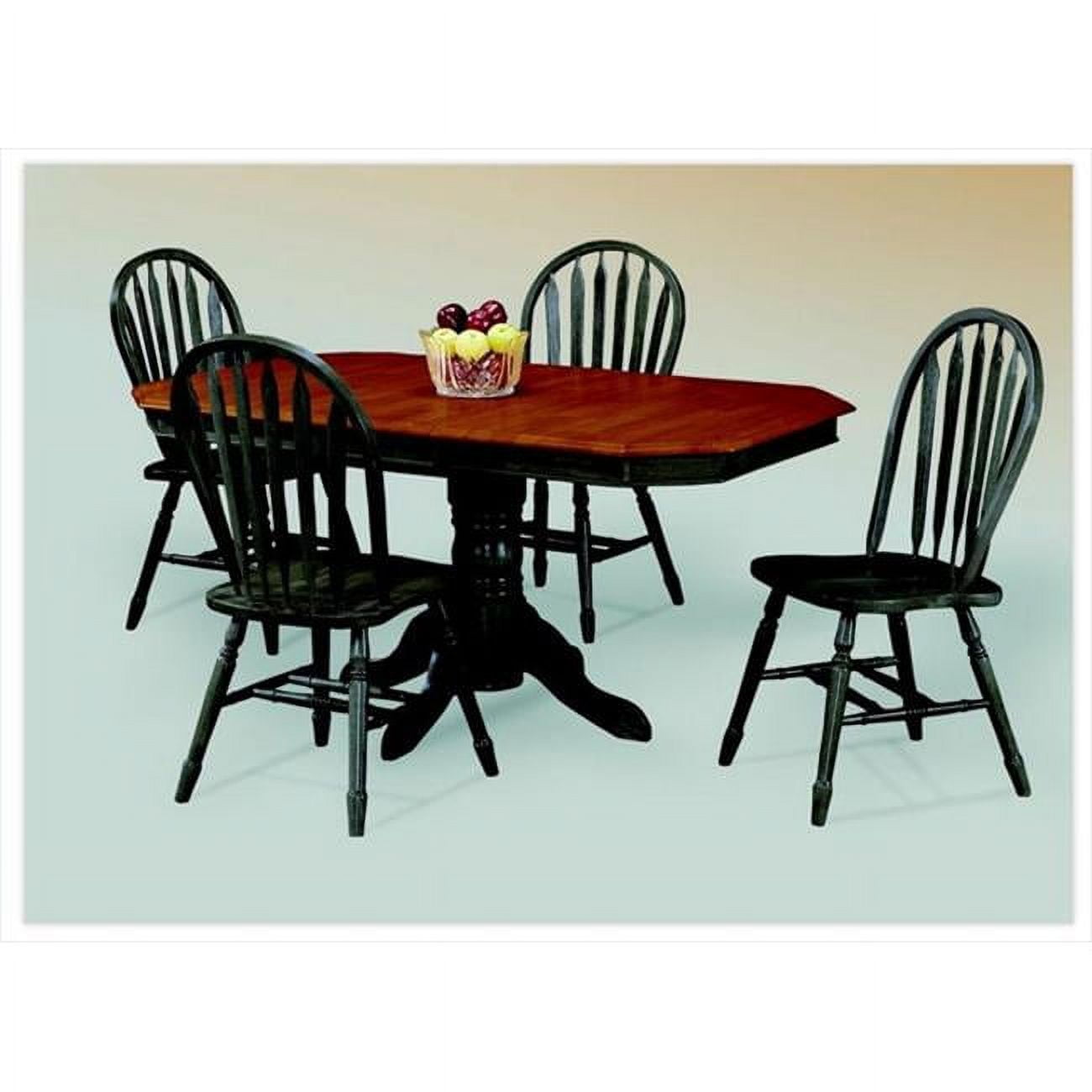 Sunset Trading 5 Piece Pedestal Extension Dining Set with Antique Black ...