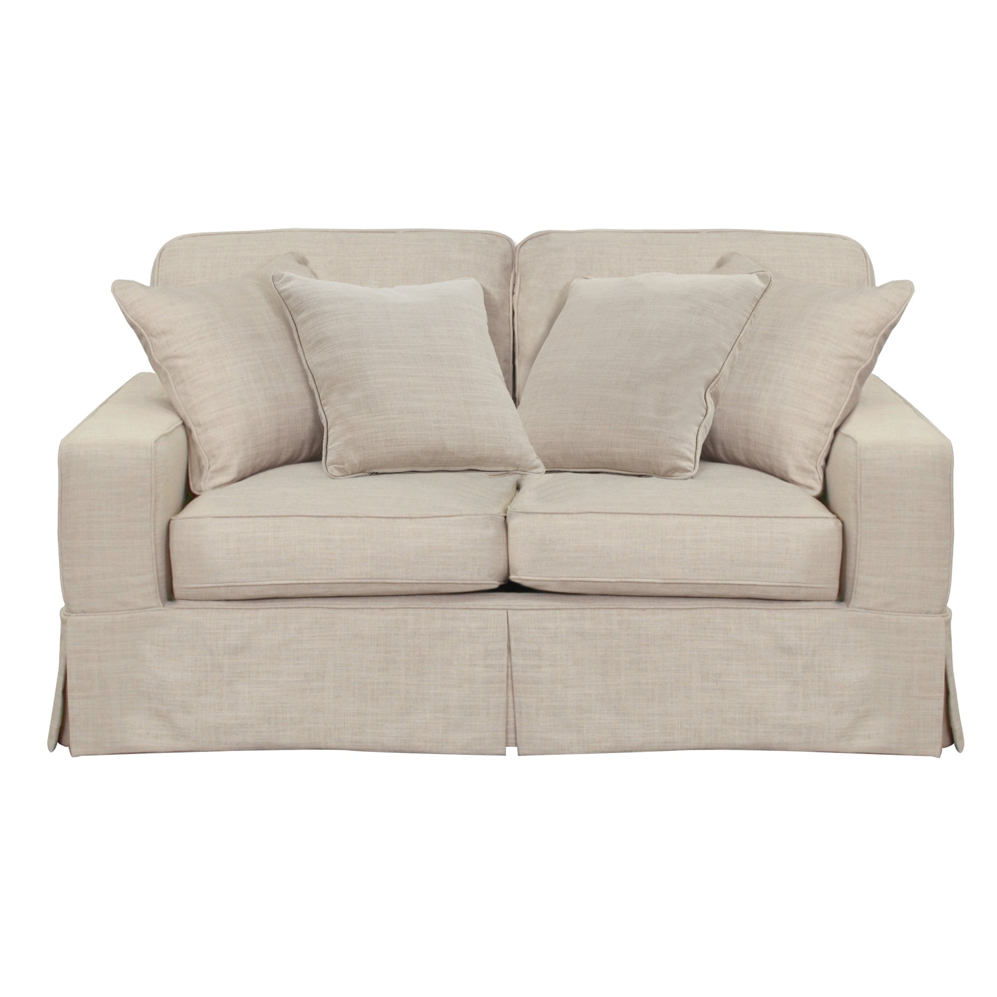 Sunset Trading Americana Box Cushion Fabric Slipcovered Loveseat in ...