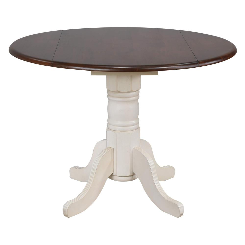 Sunset Trading Andrews 3PC 42" Round Dropleaf Dining Table Set White ...