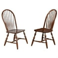 Sunset Trading Andrews Windsor Solid Wood Dining Chairs in Chestnut ...