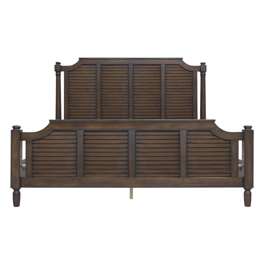 Sunset Trading Bahama Shutter 5-Piece Wood King Bedroom Set in Walnut ...