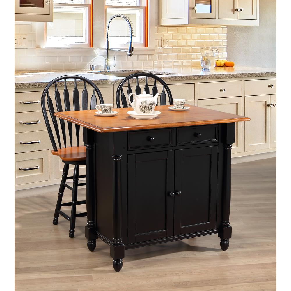 Sunset Trading Black Cherry Selections 3-Piece Wood Kitchen Island Set ...