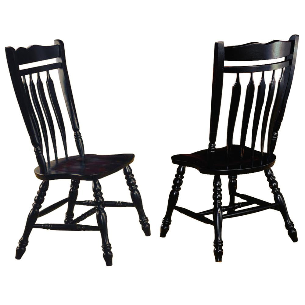 Sunset Trading Black Cherry Selections Wood Dining Chairs in Black (Set ...