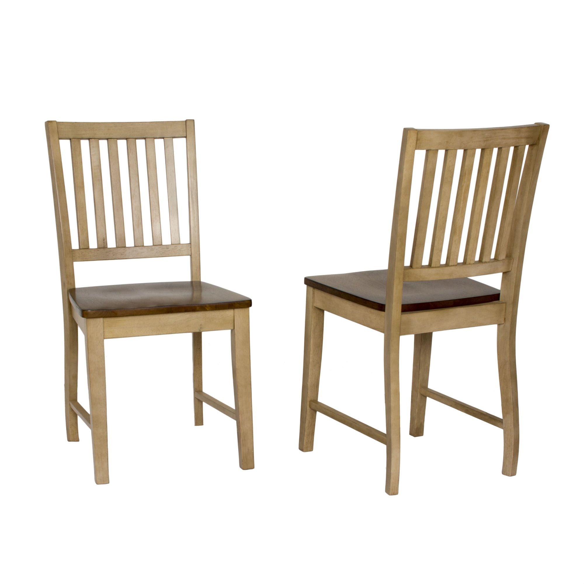 Sunset Trading Brook 18" Slat Back Dining Chairs Cream Wood (Set of 2 ...