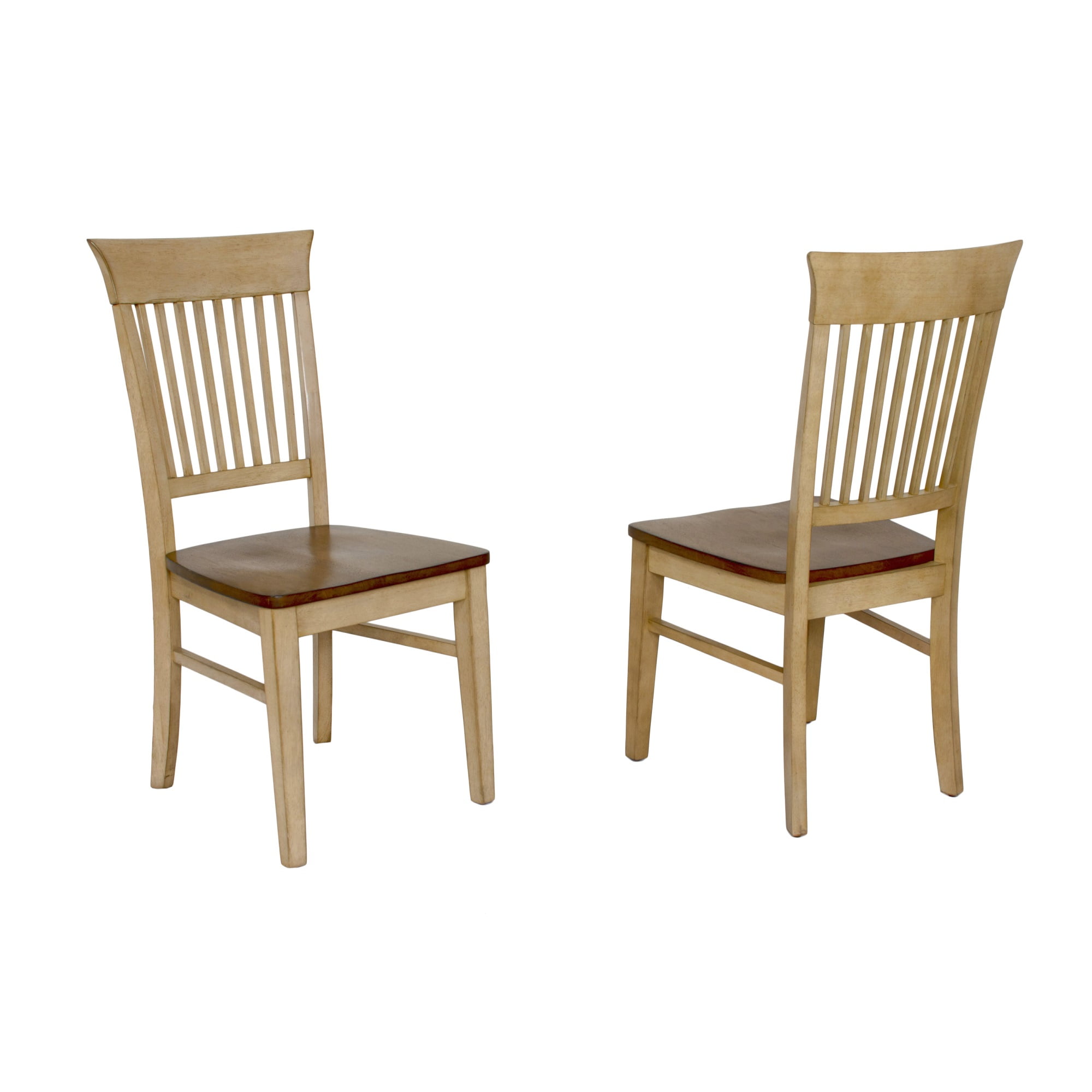 Sunset Trading Brook 18" Wood Fancy Slat Dining Chairs in Cream (Set of ...