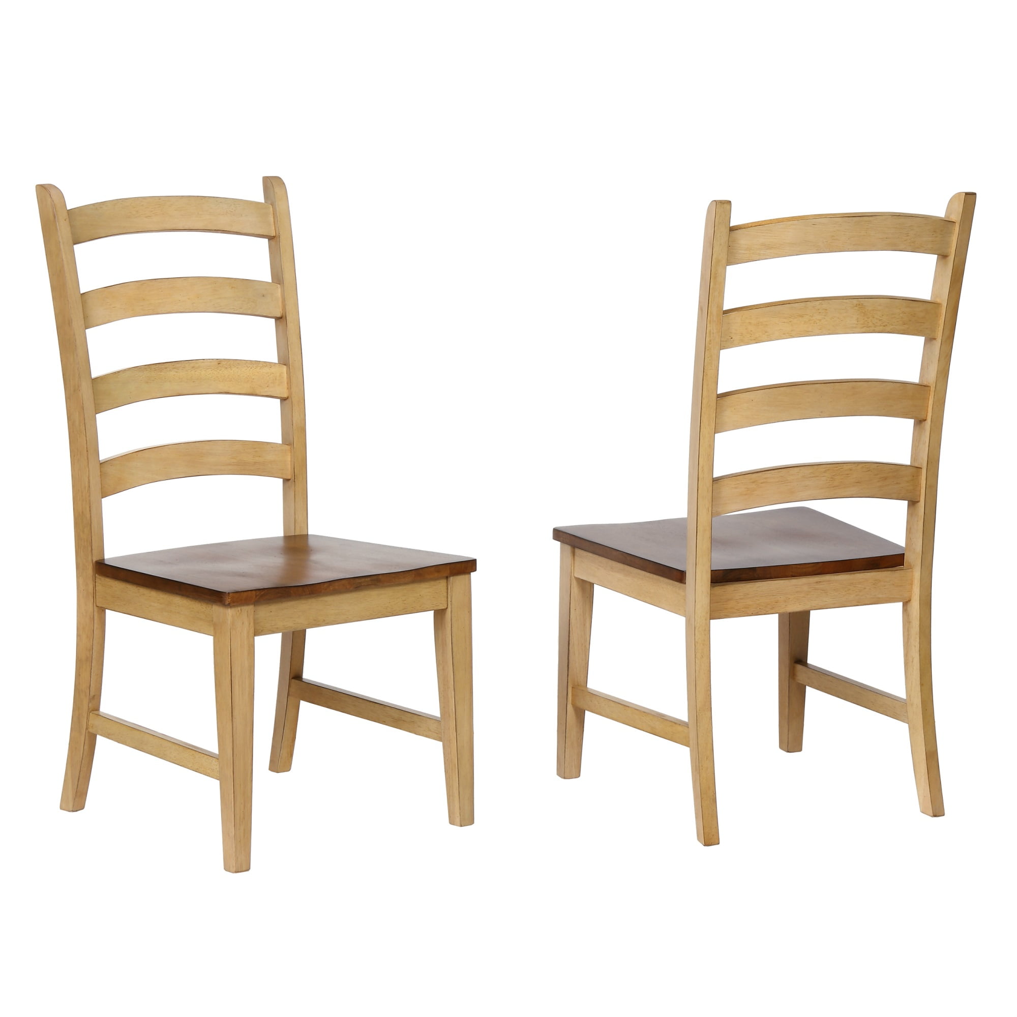 Sunset Trading Brook 18" Wood Ladder Back Dining Chairs in Cream (Set ...