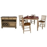 Sunset Trading Brook 6-Piece 48" Square Wood Pub Set & Slat Back Stools ...