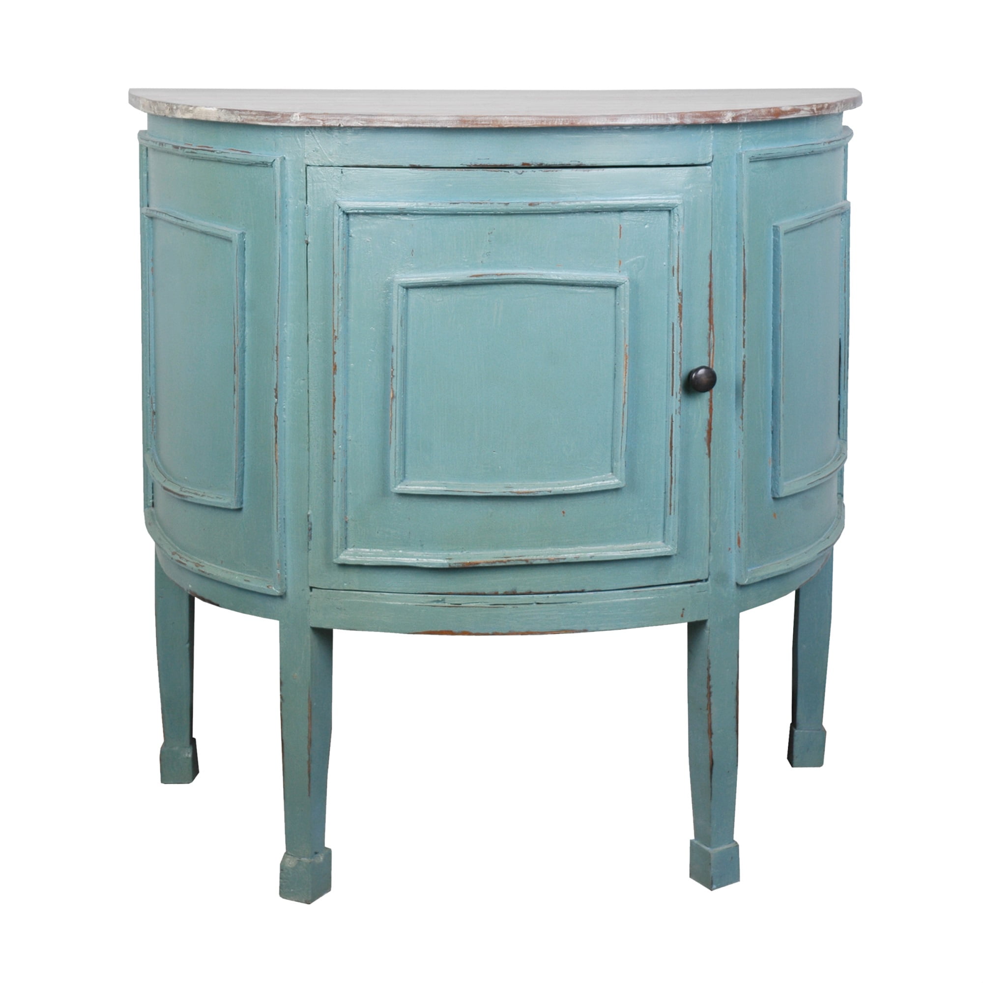 Sunset Trading Cottage Half Round Cabinet in Distressed Beach Blue Wood ...