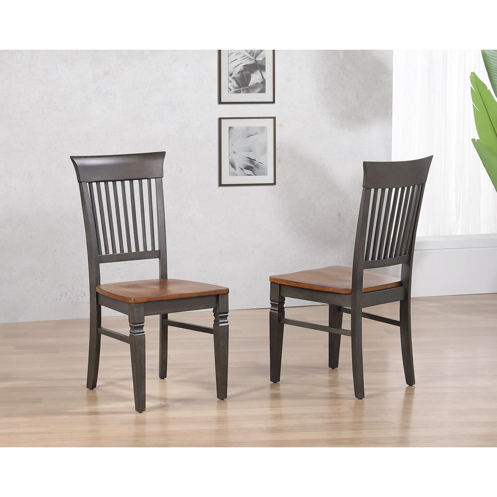 Sunset Trading Dakota Slat Back Dining Chairs Set of 2 Brown Gray Solid ...