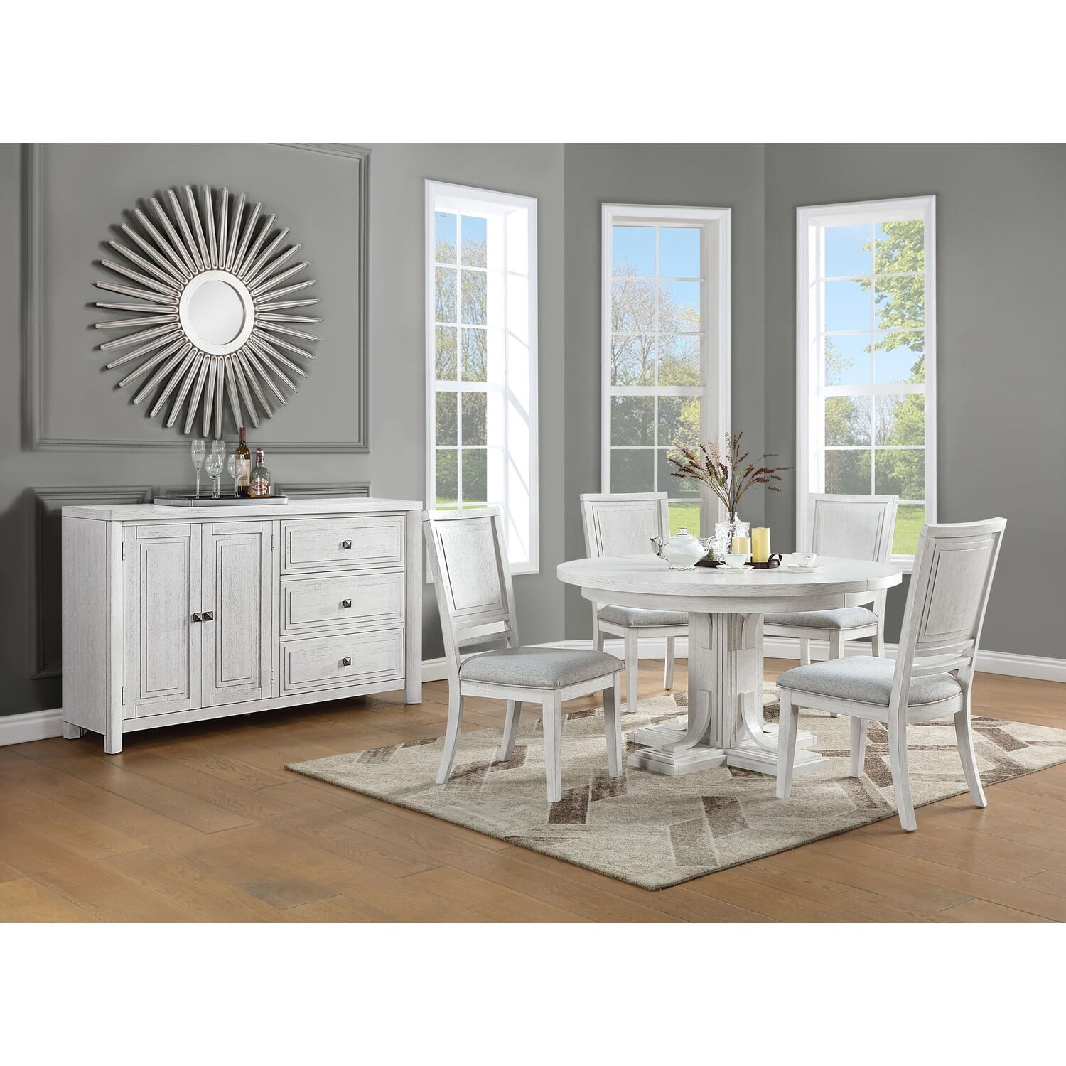 Sunset Trading Dover 54-72" Oval Expandable Dining Table Set White Wood ...