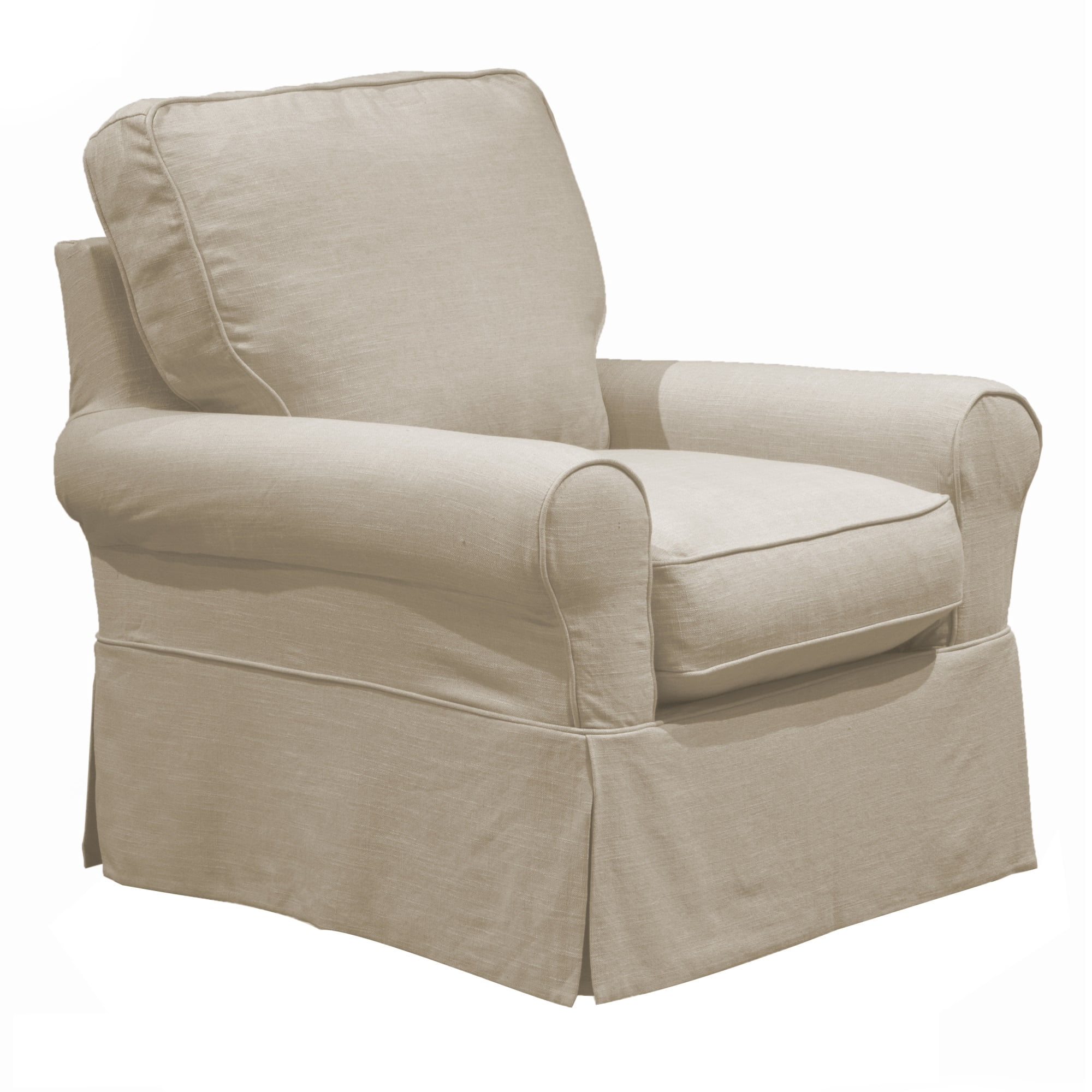 Sunset Trading Horizon Fabric Slipcover Box Cushion Chair in Linen ...