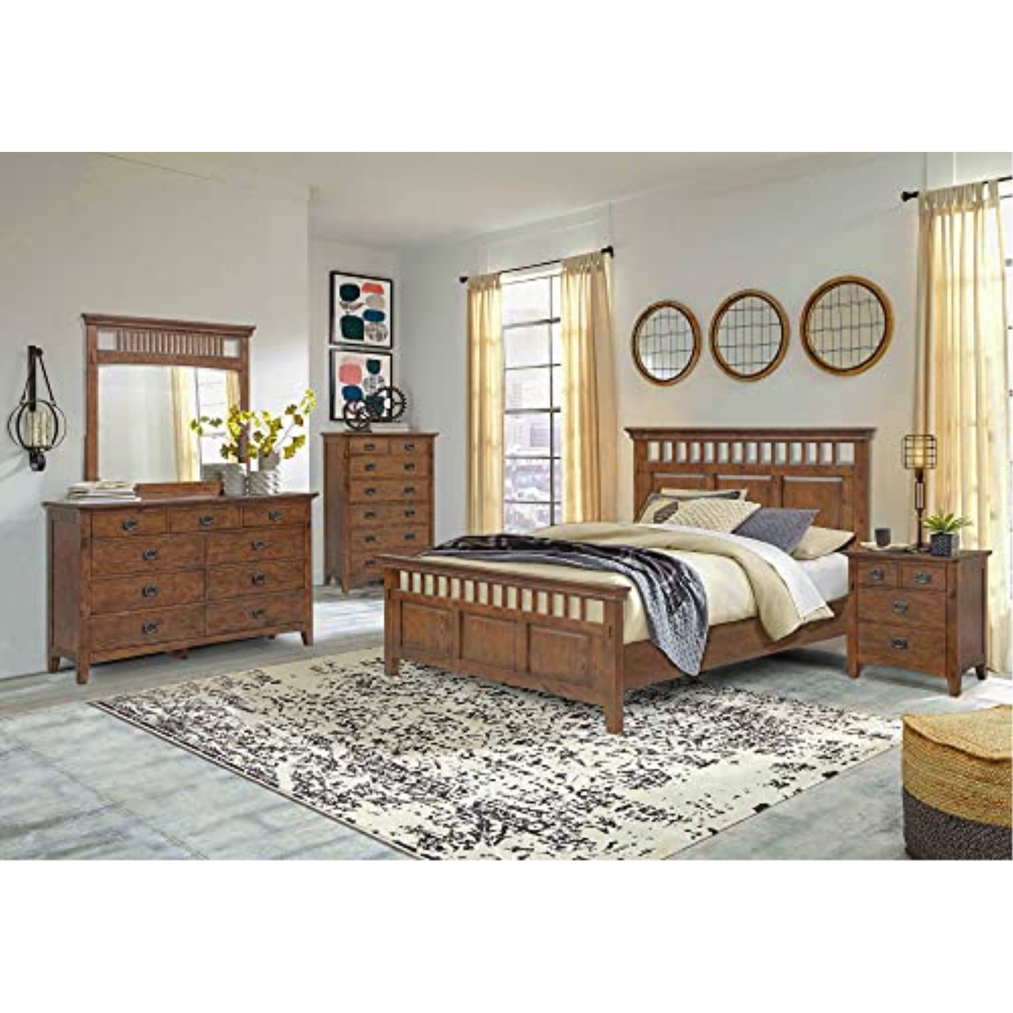 Sunset Trading Mission Bay 5-Piece Solid Wood King Bedroom Set in Amish ...