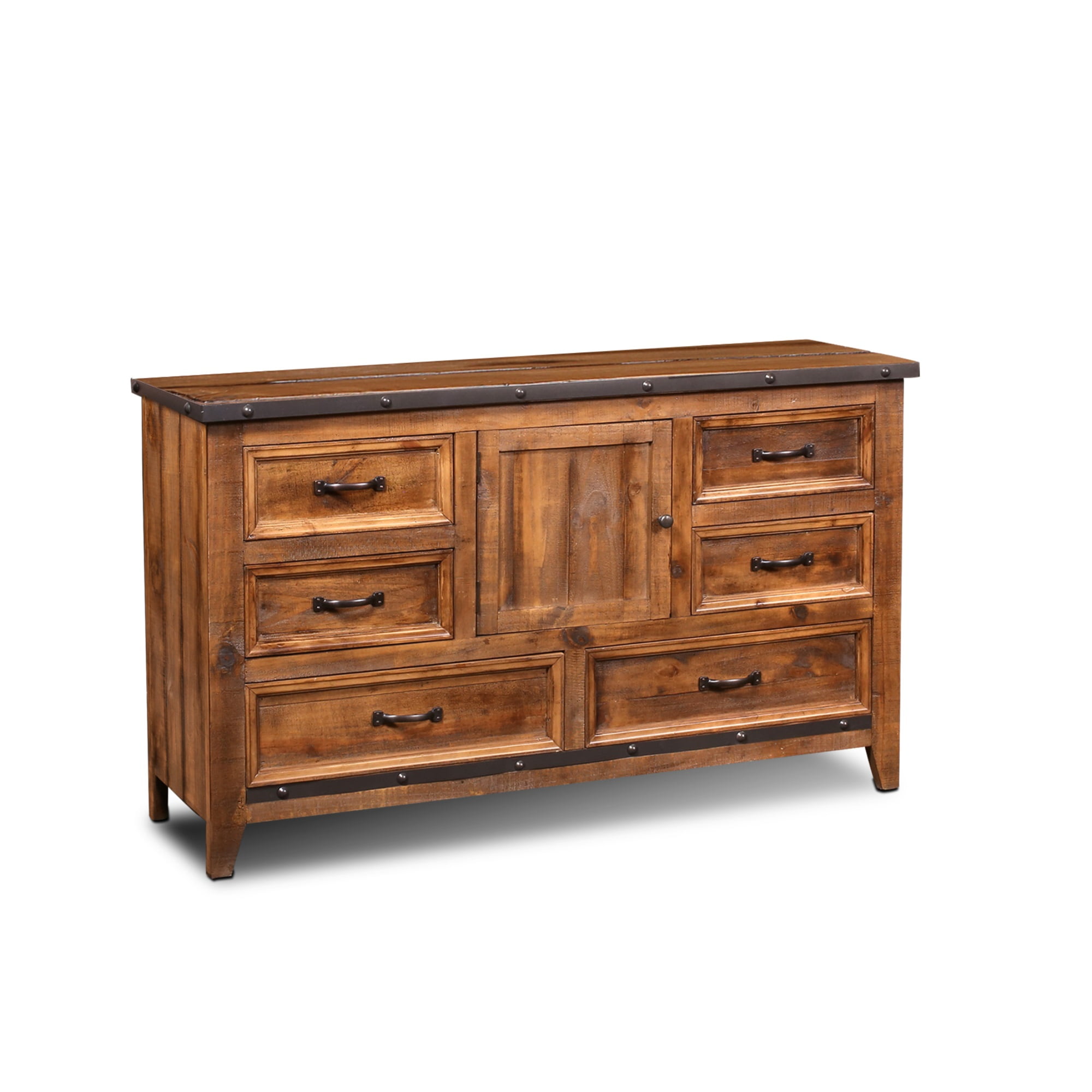Sunset Trading Rustic City Contemporary Wood Dresser with Door & 6 ...