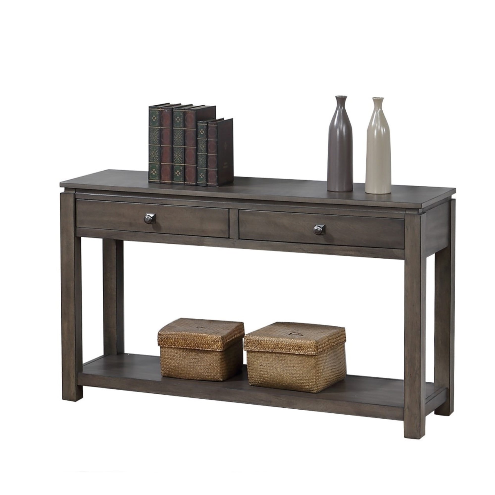 Sunset Trading Shades of Gray Wood Sofa Console Table with Drawers ...