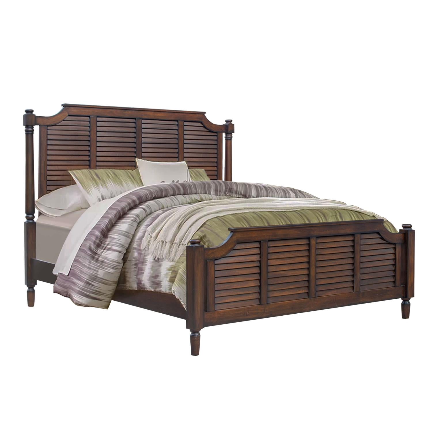 Sunset Trading Shutter Bahama Wood Queen Bed in Tropical Walnut ...