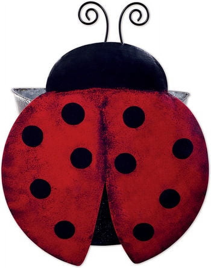 Sunset Vista Design Distressed Rosy Red Ladybug 11 x 14 Metal Outdoor ...