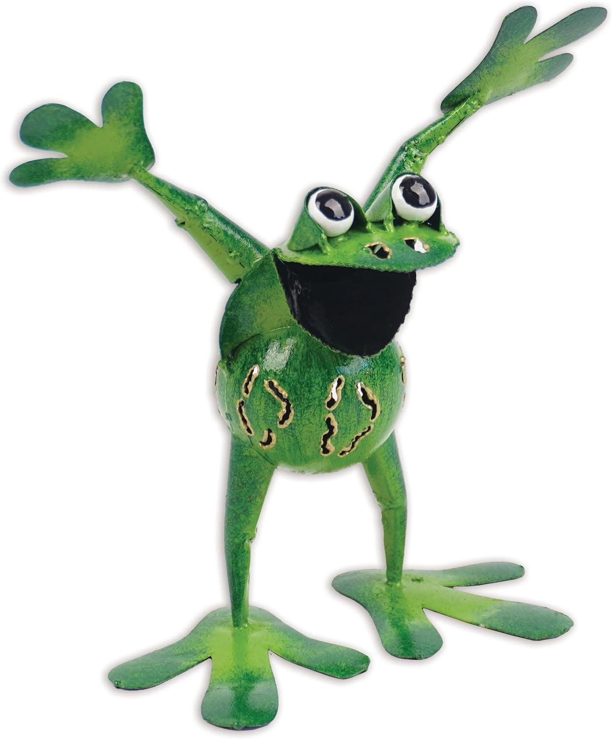 Sunset Vista Designs Outdoor Yard Decor - Green Metal Frog Garden ...