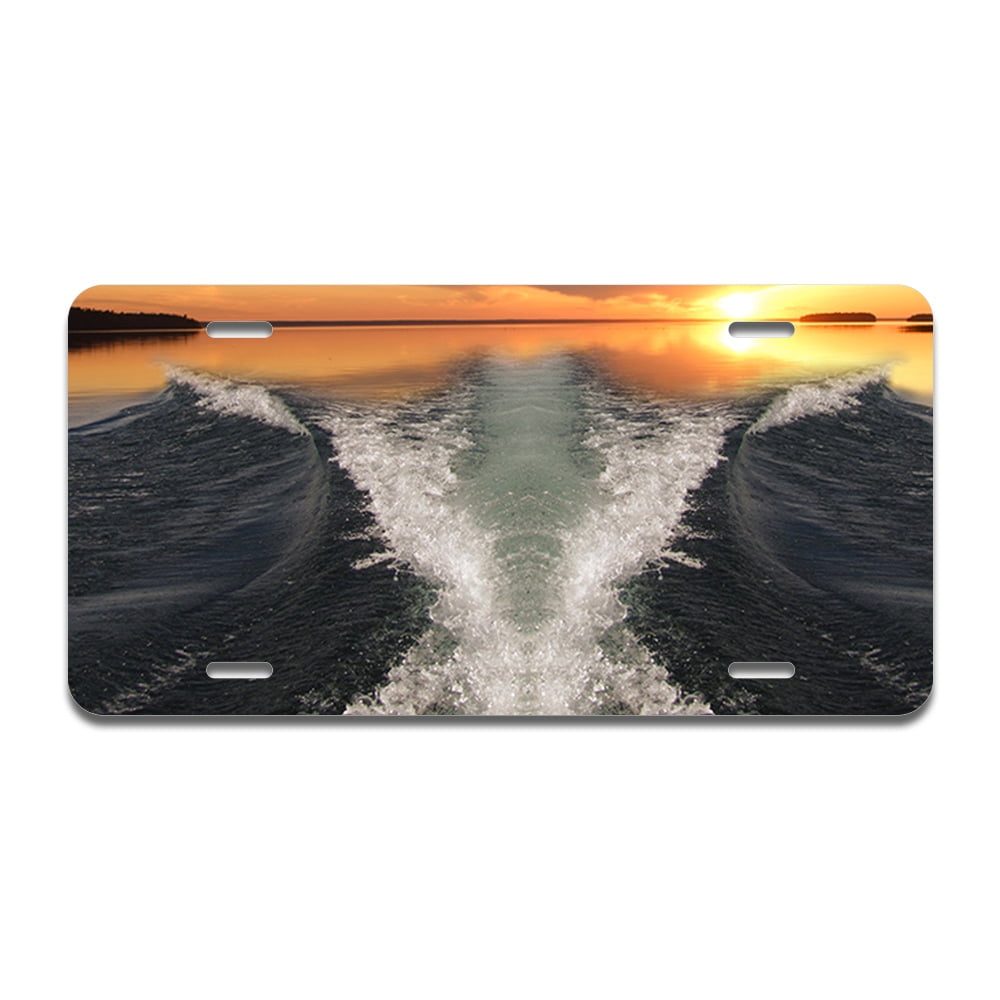 Sunset Wake Aluminum License Plate| License Plate 12" X 6" Fits Any Car ...