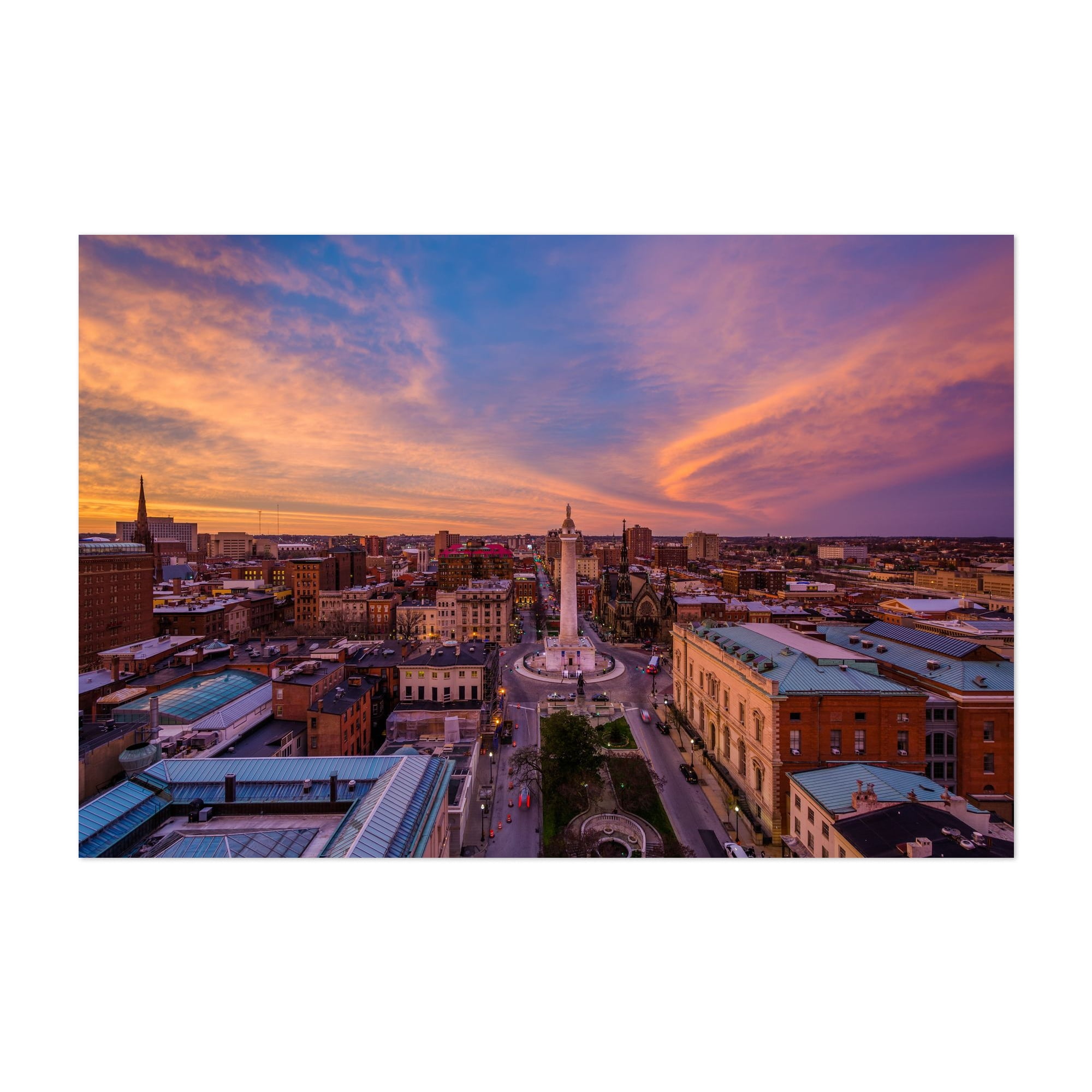 Sunset over the Washington Monument - Baltimore Maryland Photography ...