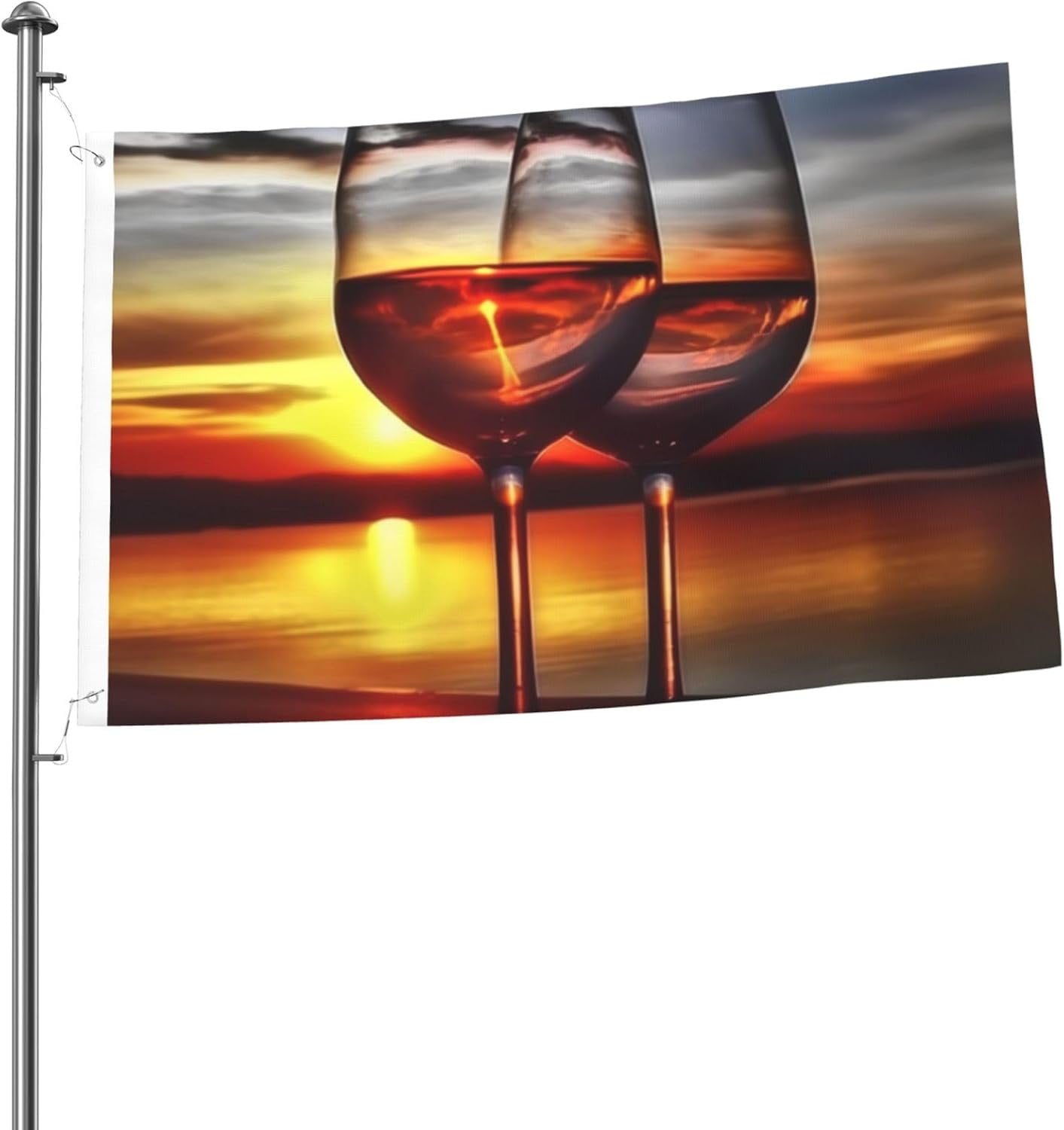 Sunset Wine Glass Garden Flags Holiday Banner with Brass Grommets Large ...