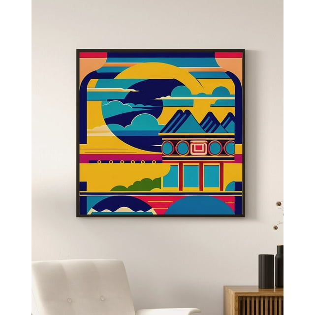 Sunset across the Ryogoku Bridge - Japanese Art Deco Style Canvas Wall ...