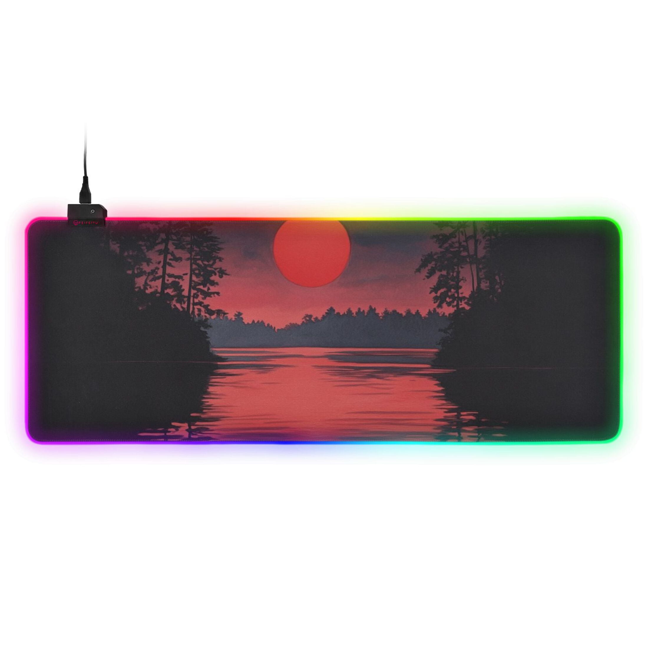 Sunset and Lake RGB Gaming Mouse Pad Large Keyboard Mat Rubber Base 13 ...