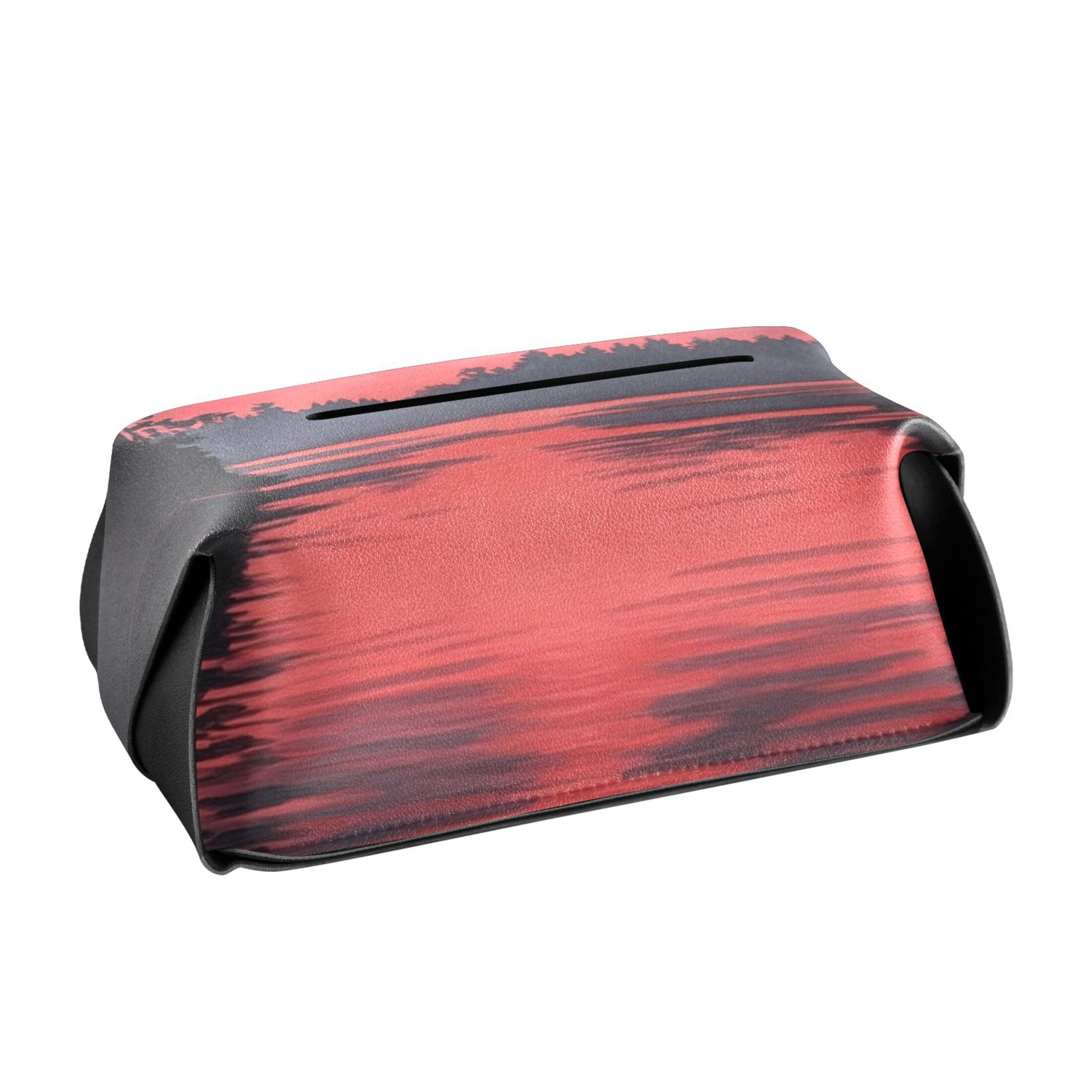 Sunset and Lake Tissue Box Cover Leather Square Rectangle Tissue Box ...