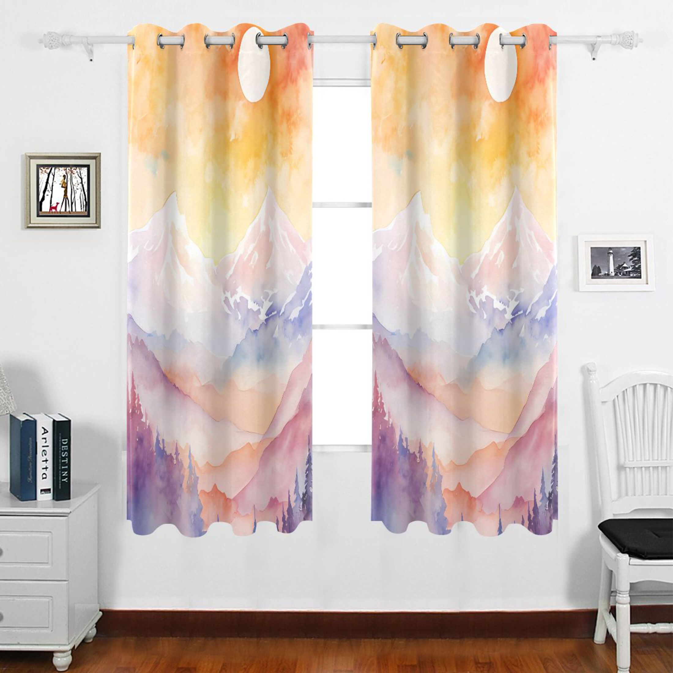 Sunset and Mountain Grommet Blackout Curtains Thermal Insulated Window ...