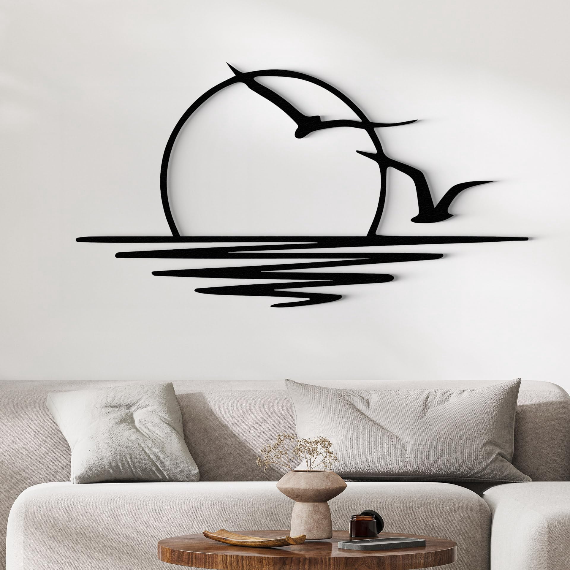 Sunset and Seagulls Metal Wall Decor, Rust-Resistant Powder Coated ...
