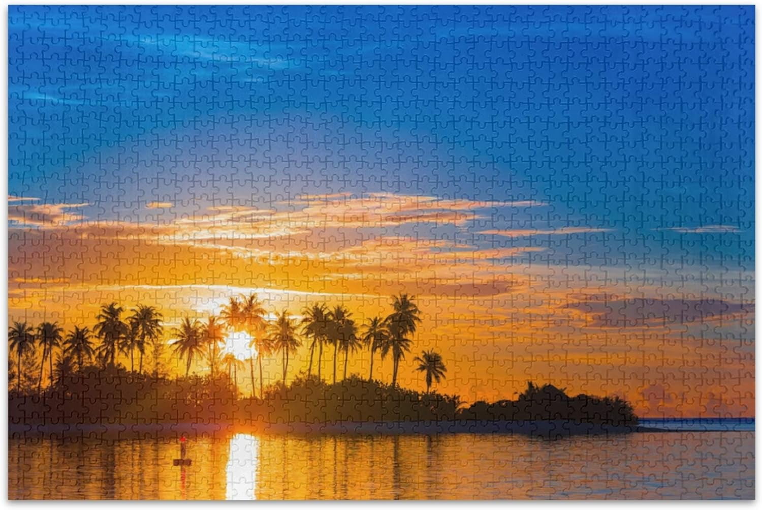 Sunset on Island with Lake Jigsaw Puzzles for Adults 1000 Pieces Fun ...