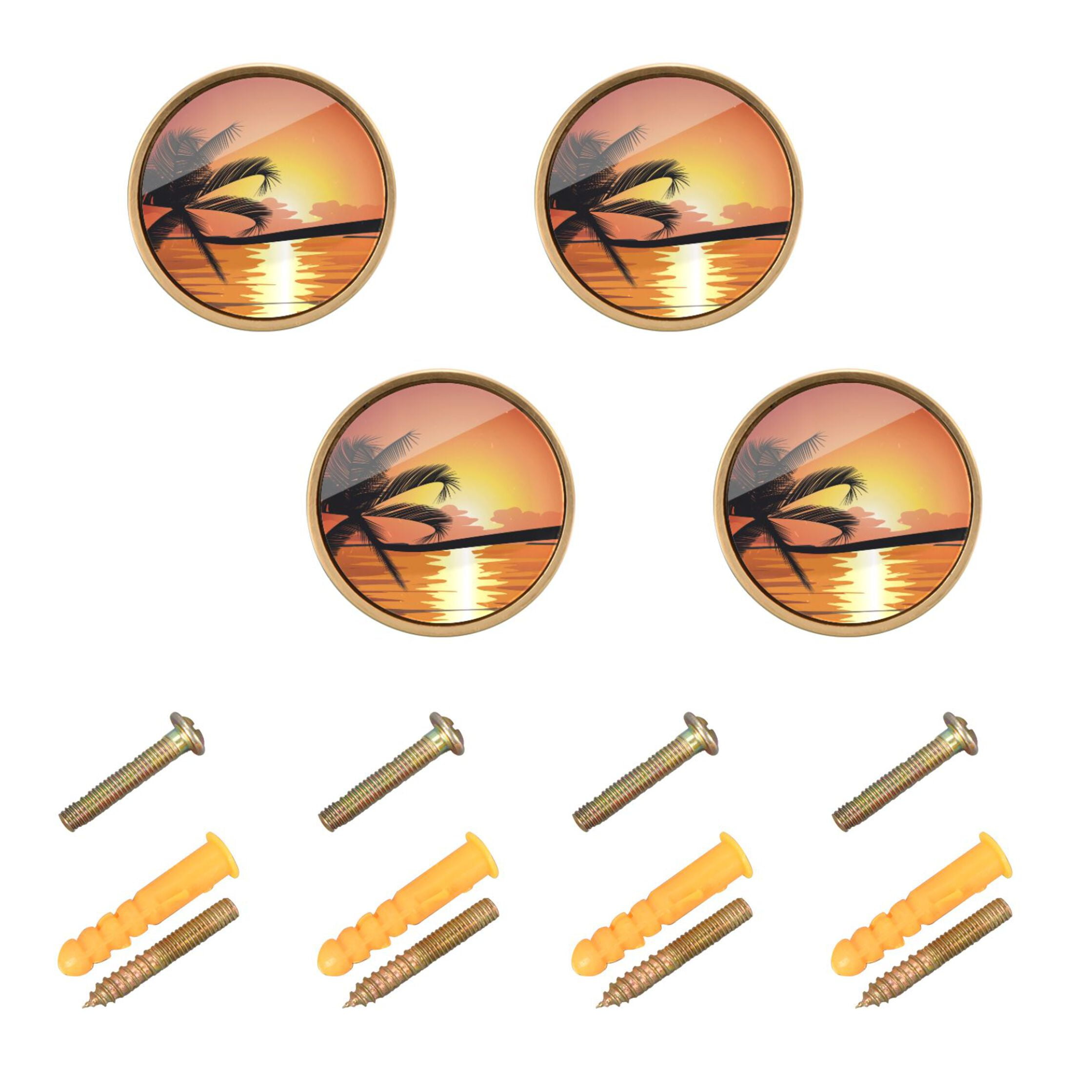 Sunset on Tropical Beach Cabinet Knobs Kitchen Drawers Knobs Door Round Pulls Knob Handles ...