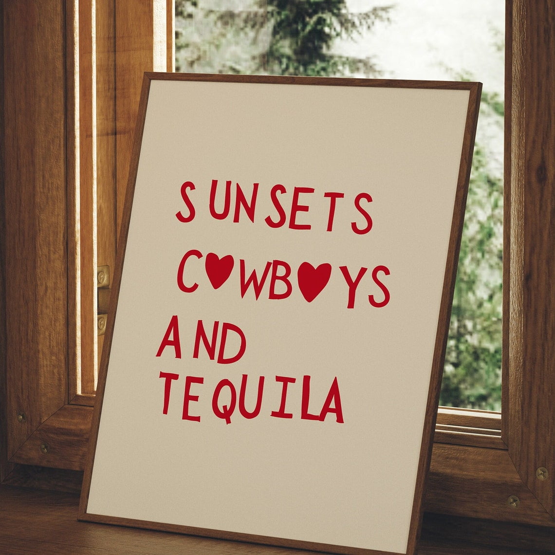 Sunsets Cowboys And Tequila Print Girly Wester Wall Art Heart ...