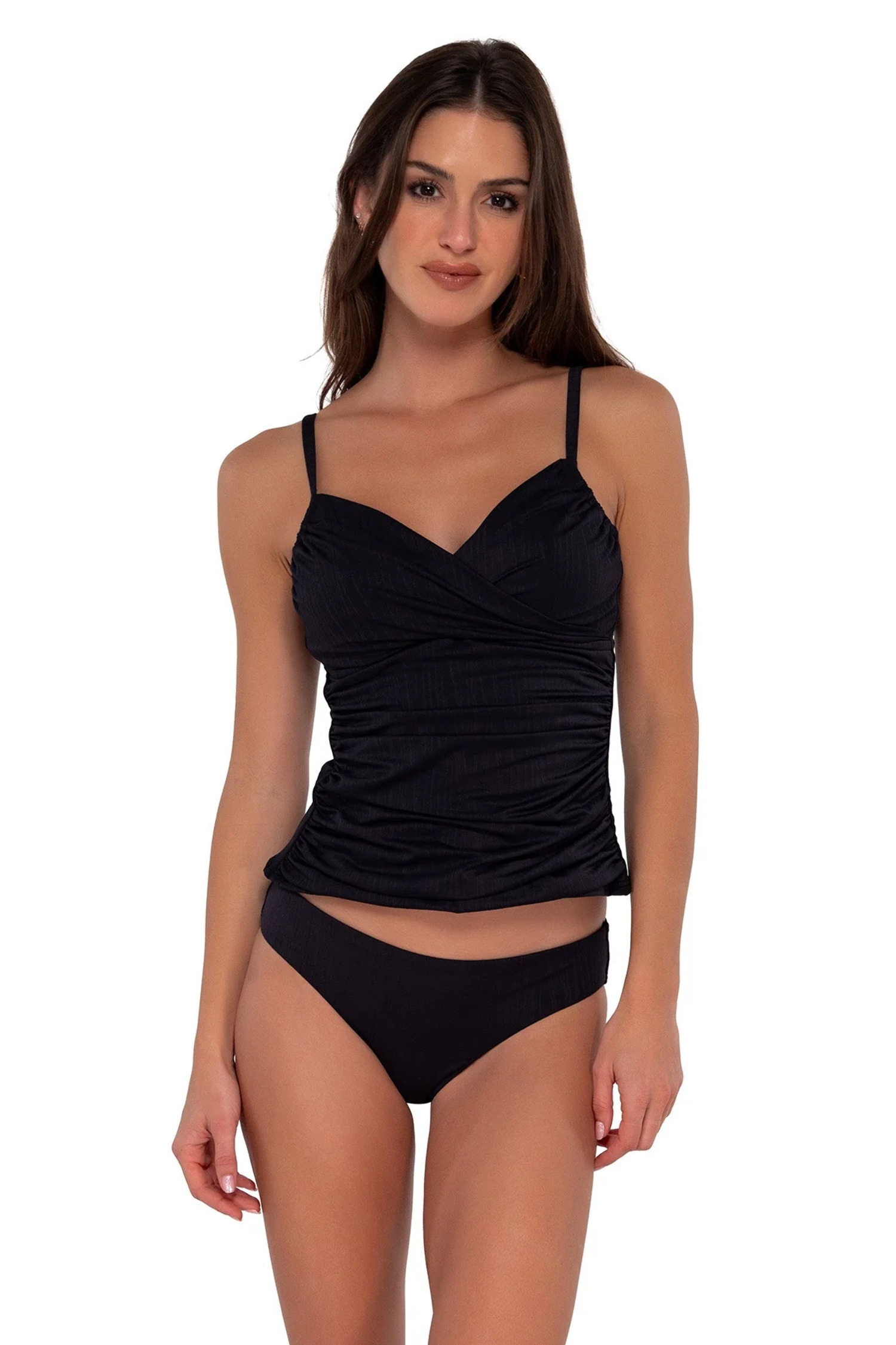 Sunsets Swimwear Black Seagrass Texture Simone Tankini Top