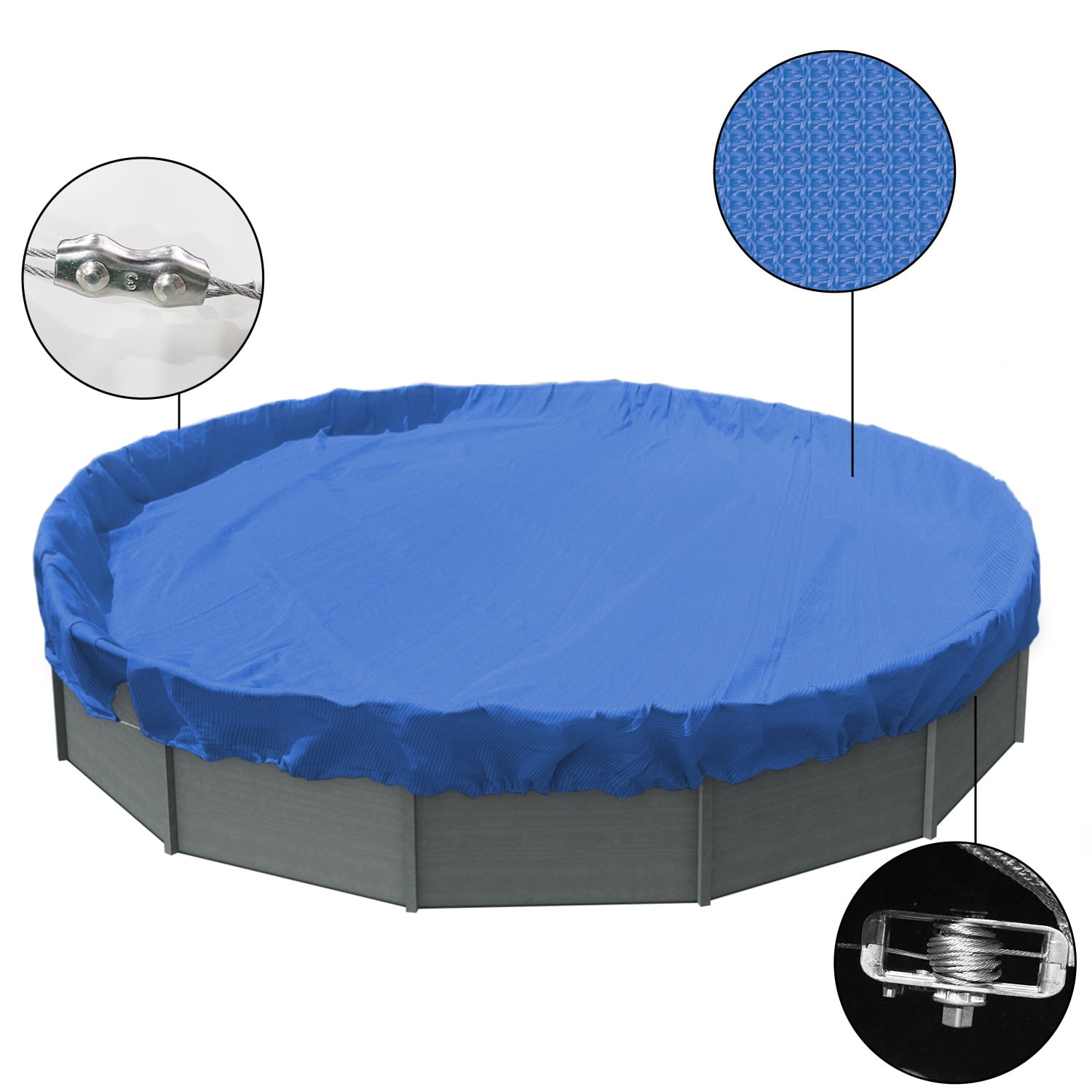 Sunshades Depot 18 Ft Blue Round Pool Cover Heavy-Duty Above Ground ...