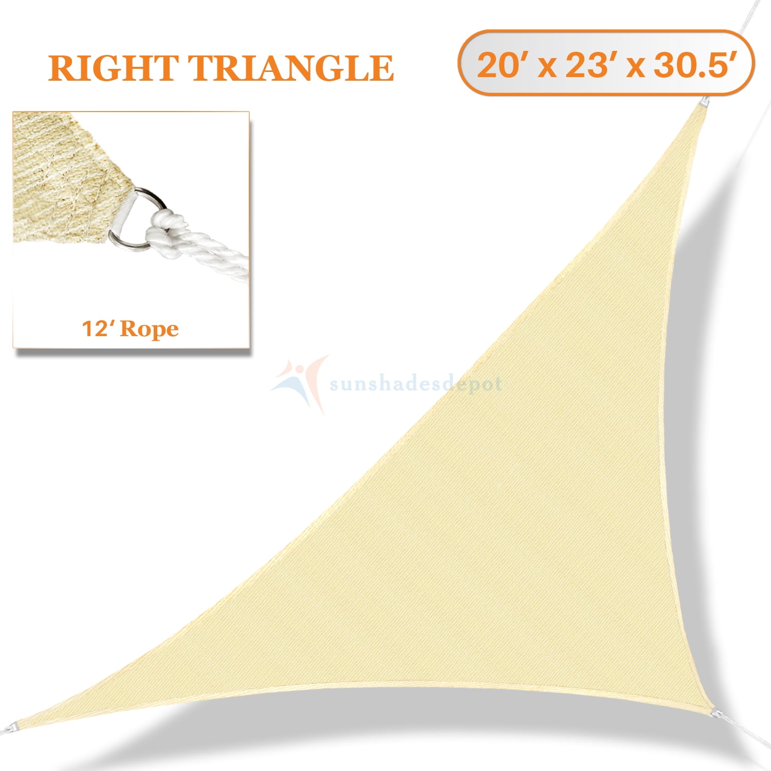 Sunshades Depot 20' x 23' x 30.5' Sun Shade Sail Right Triangle ...