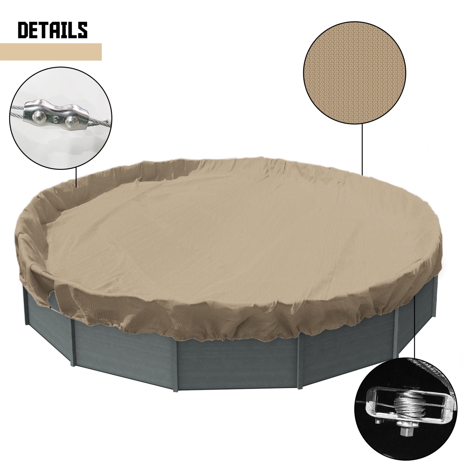 Sunshades Depot 8 Ft Sand Round Pool Cover Heavy-Duty Above Ground Pool ...