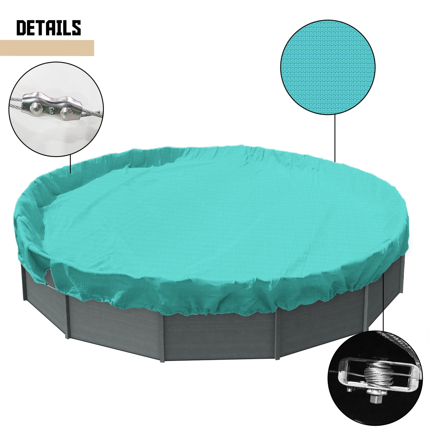 Sunshades Depot 8 Ft Turquoise Green Round Pool Cover Heavy-Duty Above ...
