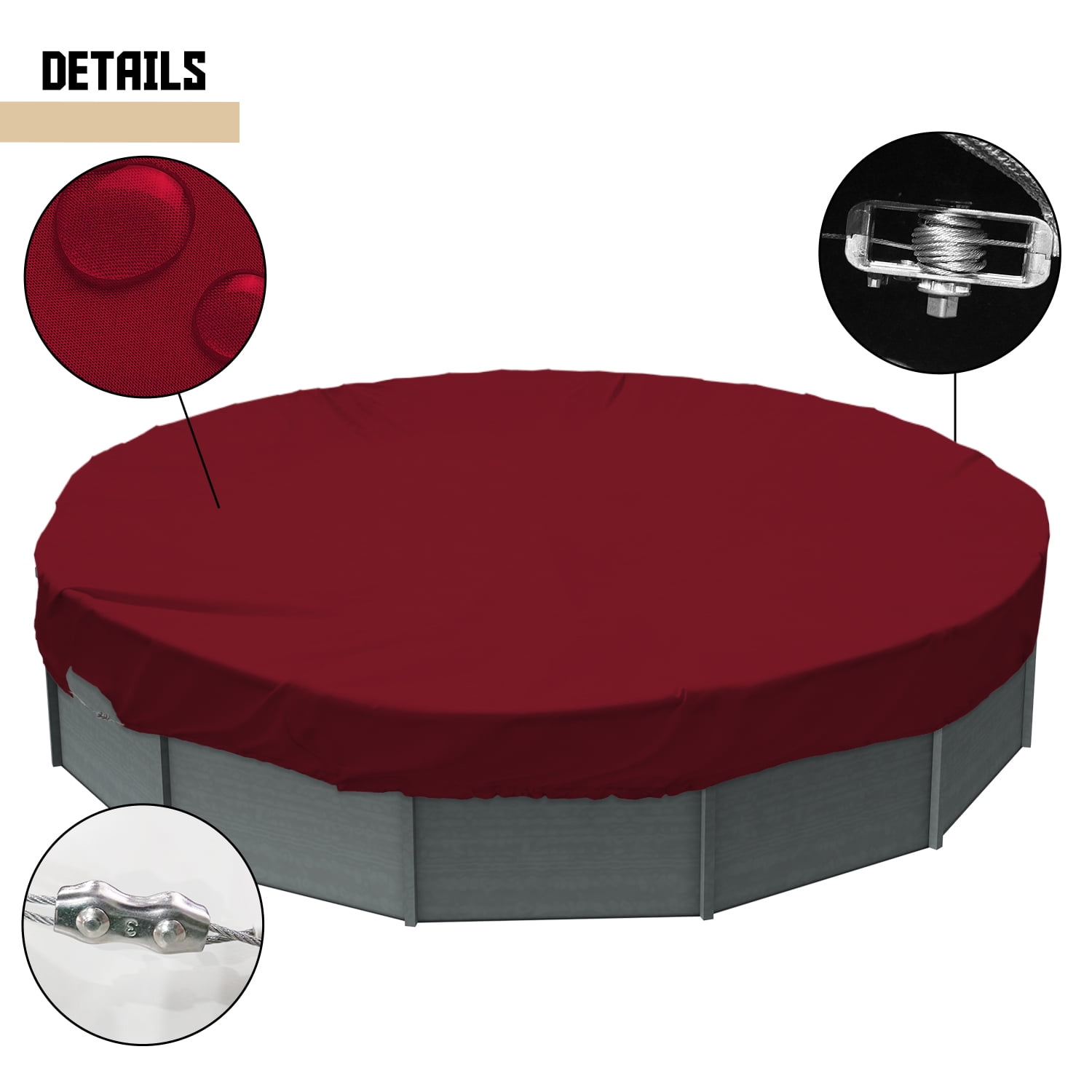 Sunshades Depot 9 Ft Red Waterproof Round Pool Cover Above Ground Pool ...