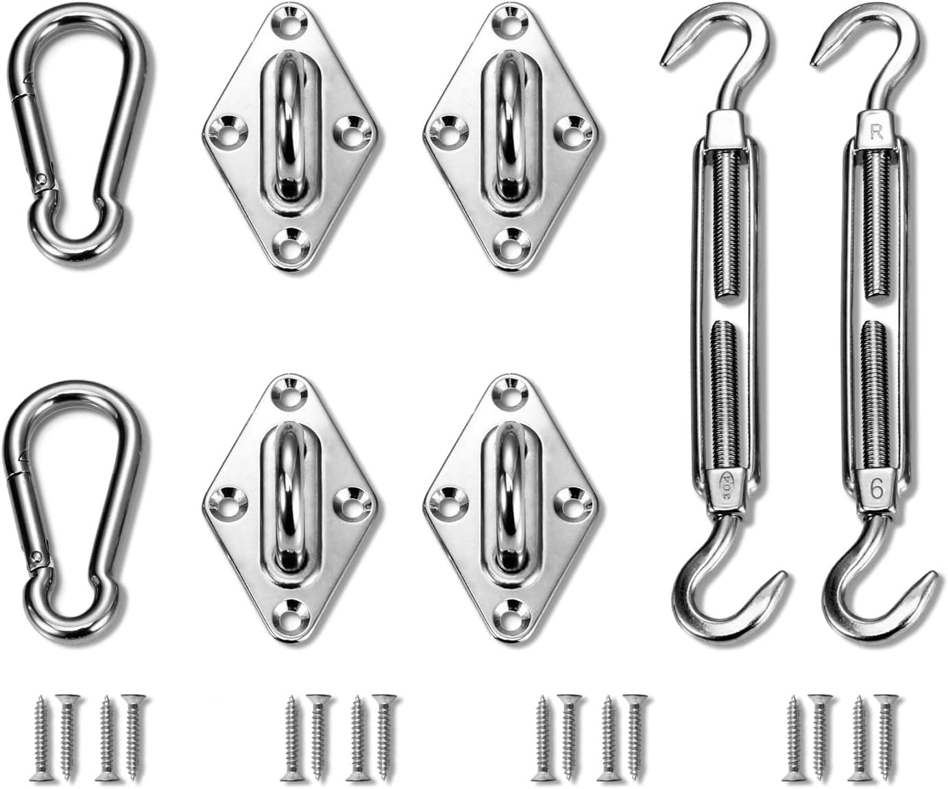 Sunshades Depot Quadrilateral Sun Shade Sail Hardware kit Set 6 Inches ...